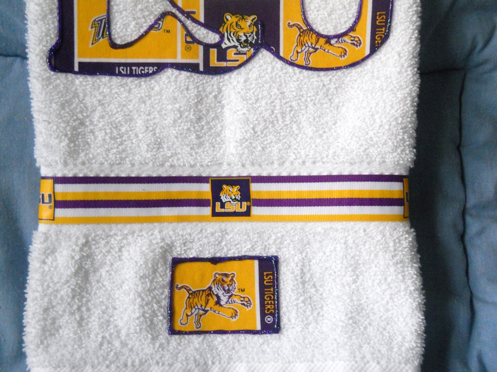 LSU Tigers Towel, LSU Tigers Hand Towel, LSU Appliqued Towel, Bathroom ...