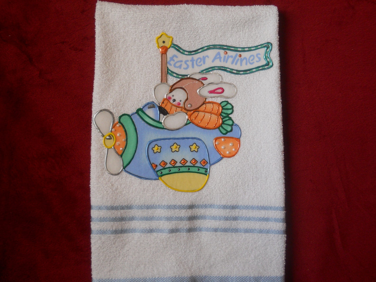 Easter Hand Towel, Easter Appliqued Bathroom Towel, Easter Kitchen ...