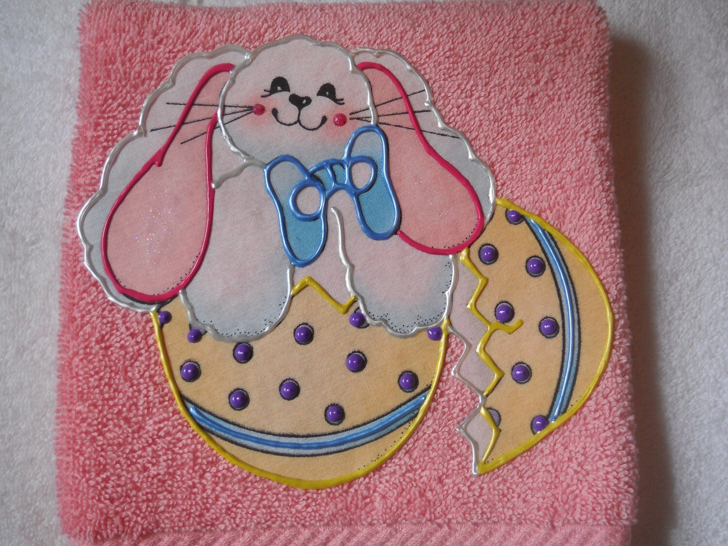 Easter Hand Towel, Appliqued Easter Bathroom Towel, Appliqued Easter ...