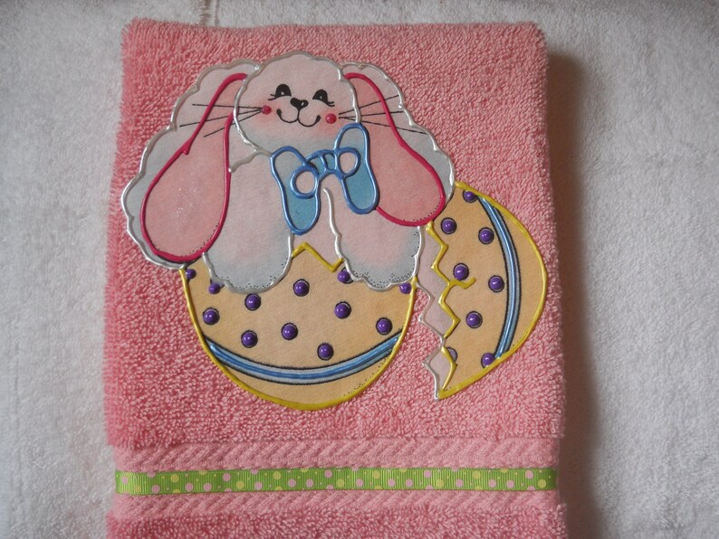 Easter Hand Towel Appliqued Easter Bathroom Towel Appliqued - Etsy