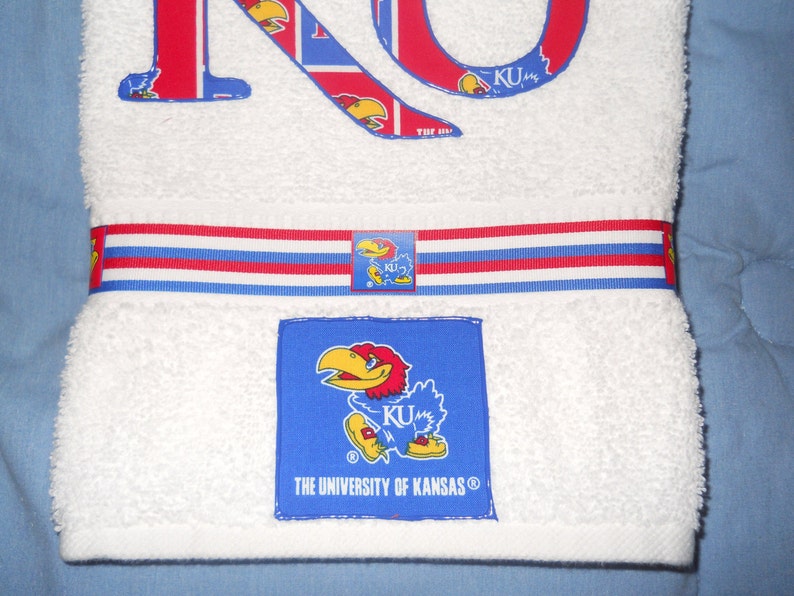 Univ of Kansas Towel, Jayhawks Bathroom Hand Towel, Appliqued Kitchen ...