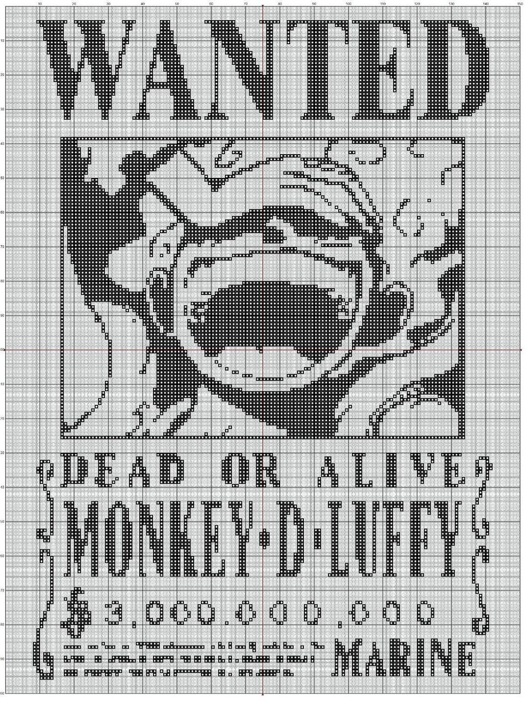 Luffy Gear 5 Wanted Poster Graphgan Pattern: Crochet Blanket (SVG Graph ...