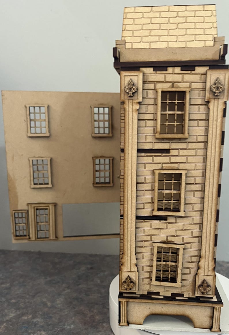 1:48 Traditional Brick Townhouse With Shopfront – Laser-cut Dollhouse ...