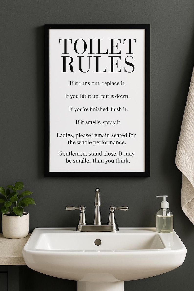 Toilet Rules Funny Humorous Bathroom Wall Decor Print - Etsy