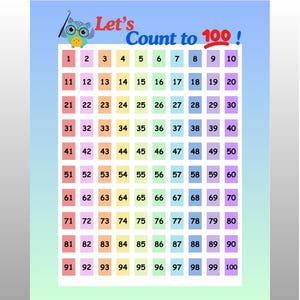 Count to 100 Poster for Kids – Printable Number Chart for Toddlers ...