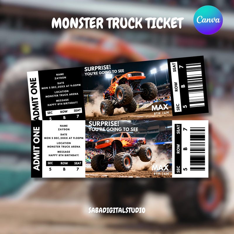 Printable Monster Jam Ticket - Etsy