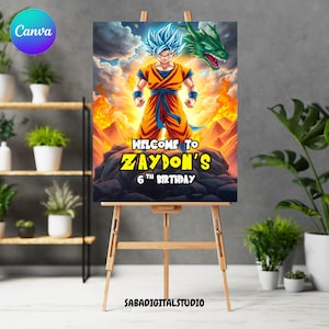 Dragon Ball Welcome Sign, Birthday Party Invite, Editable Birthday ...