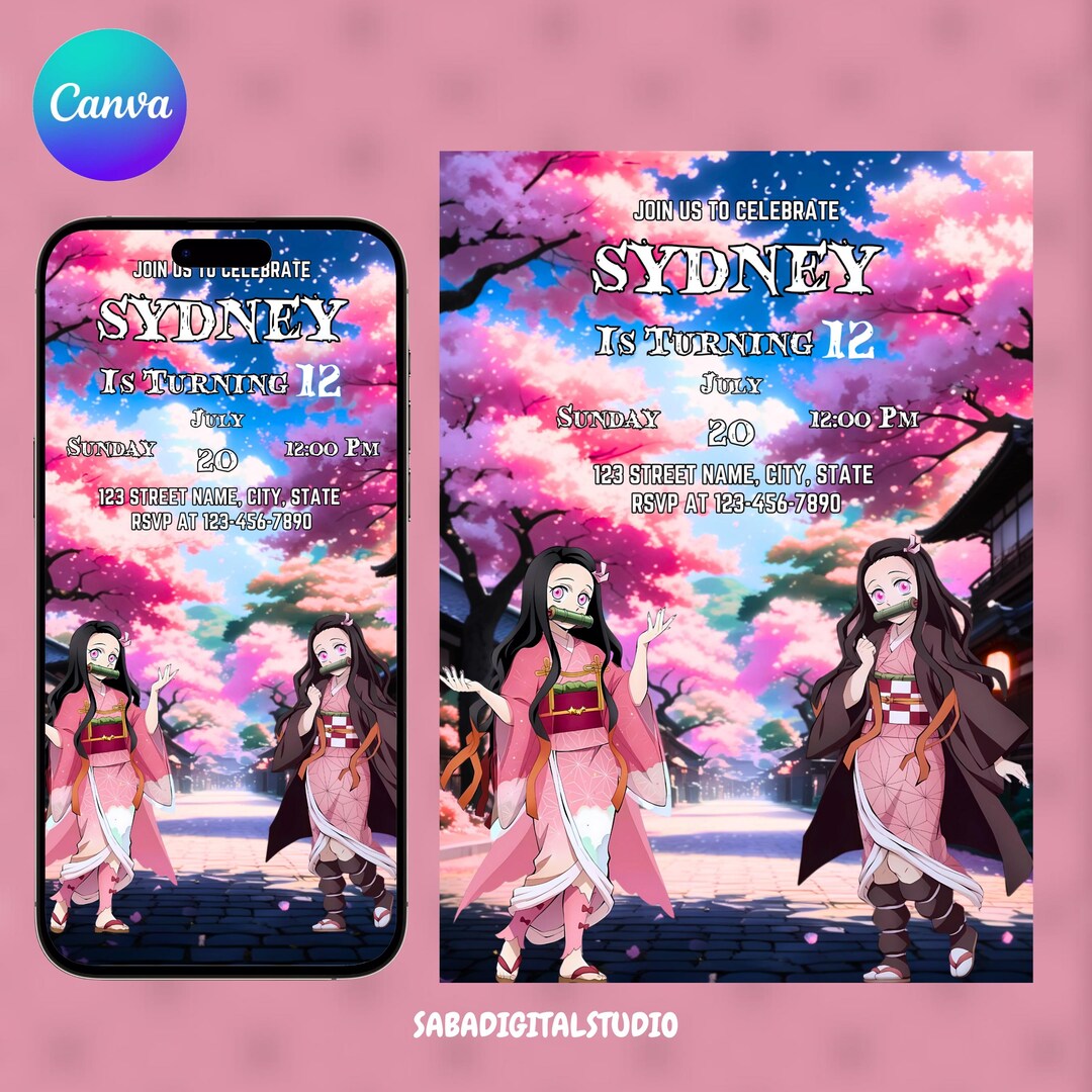 Demon Slayer Nezuka Kamado Birthday Invitation, Nezuka Kamado Birthday ...