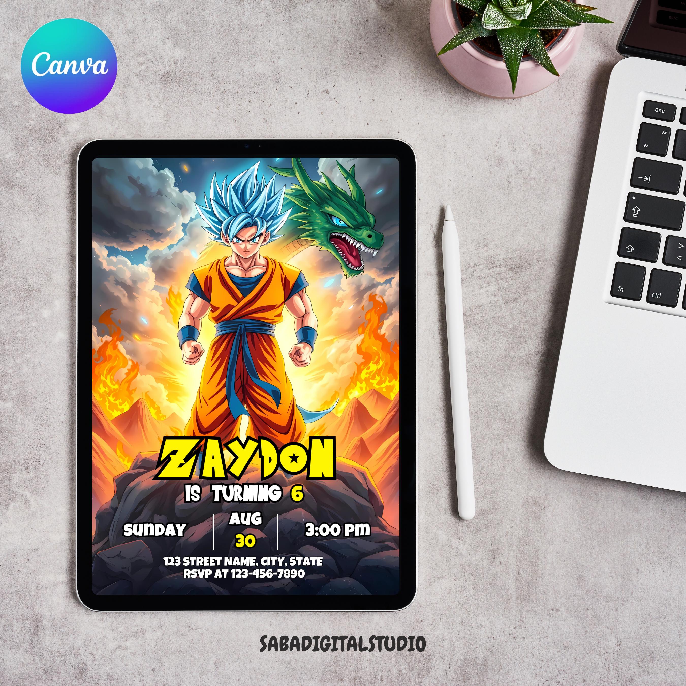 Dragon Ball Birthday Invitation, Dragon Ball Invite, Goku Birthday ...