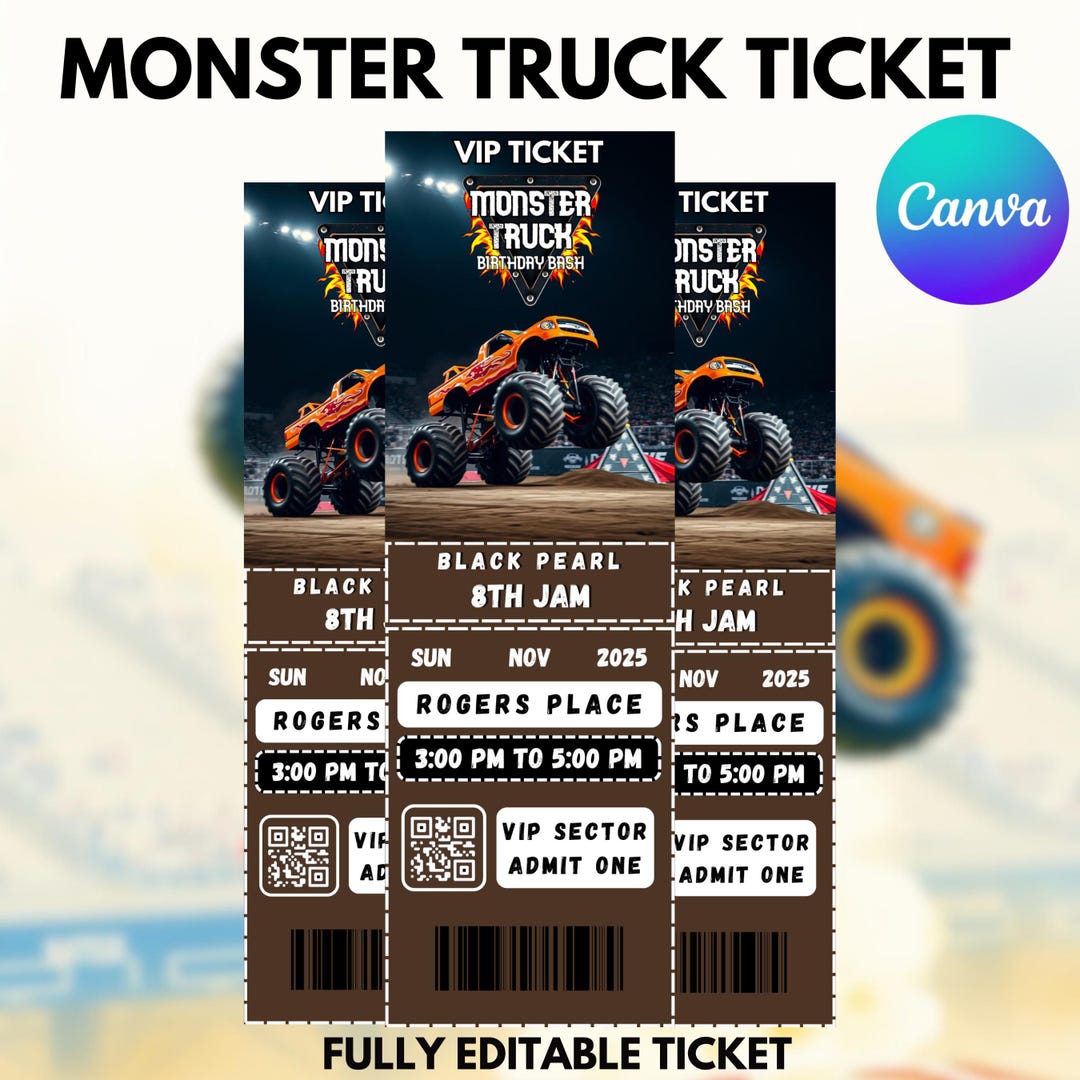 Monster Truck Game Ticket, Monster Truck Game Ticket Template ...