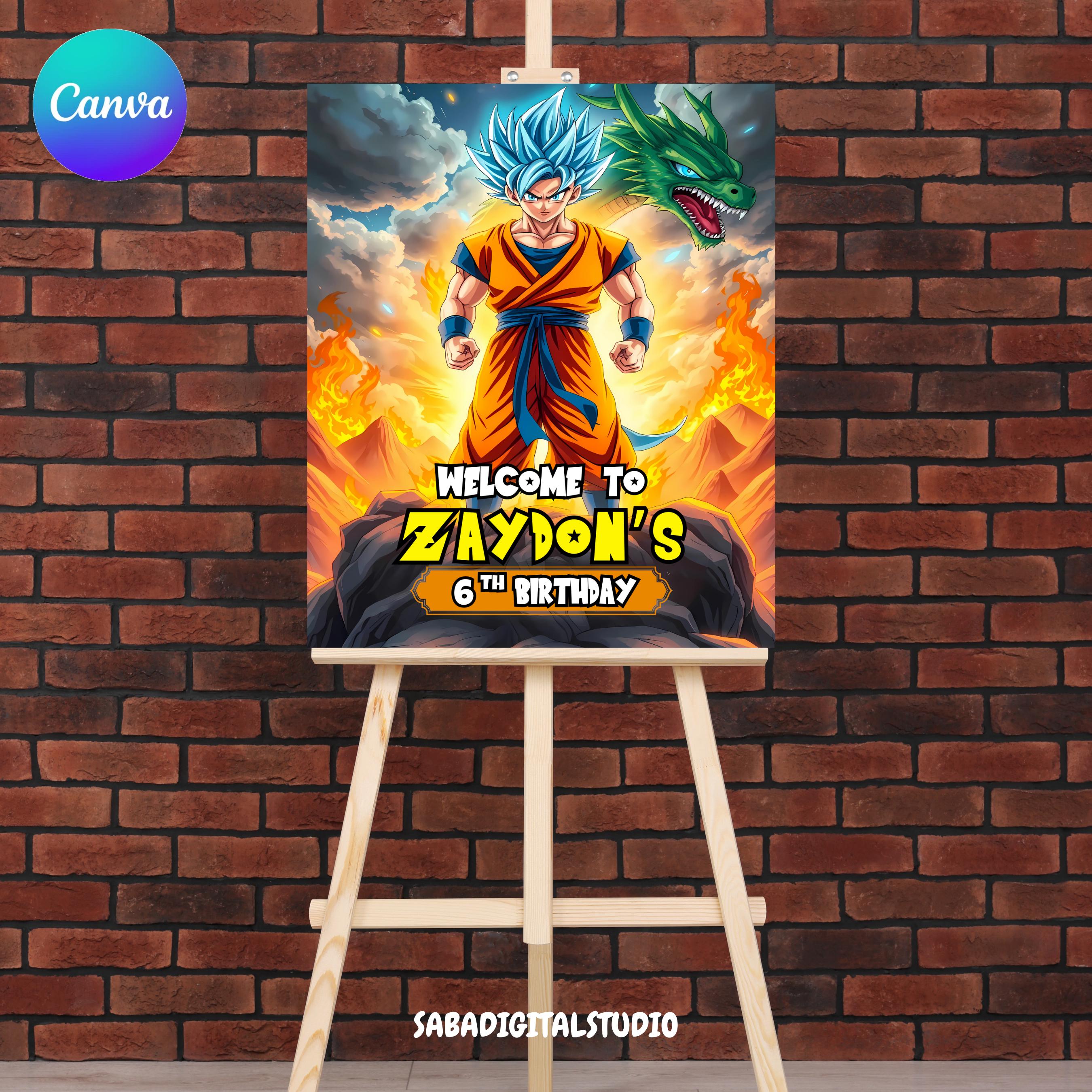 Dragon Ball Welcome Sign, Birthday Party Invite, Editable Birthday ...
