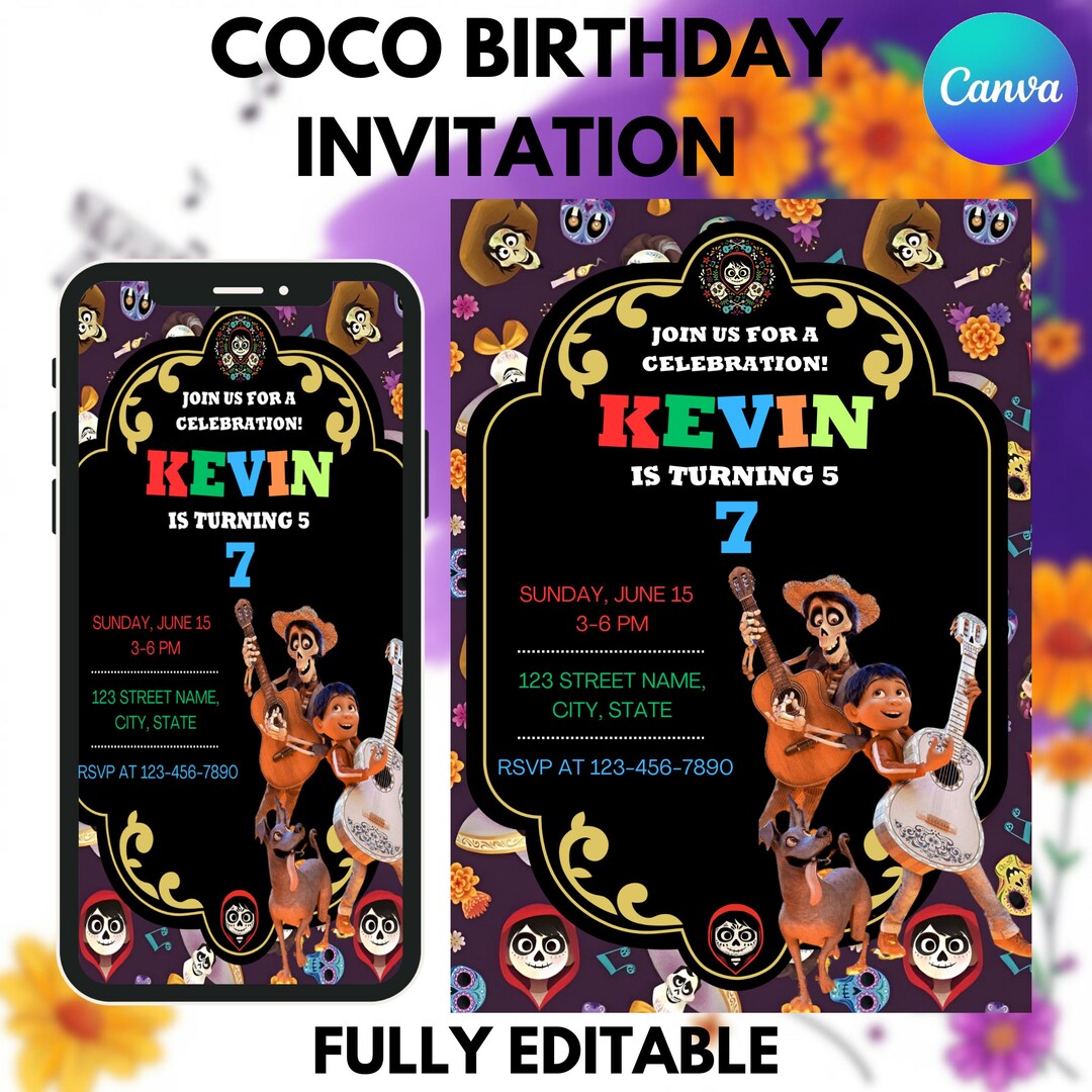 Coco Birthday Invitation, Coco Invitation, Coco Party Invitation ...
