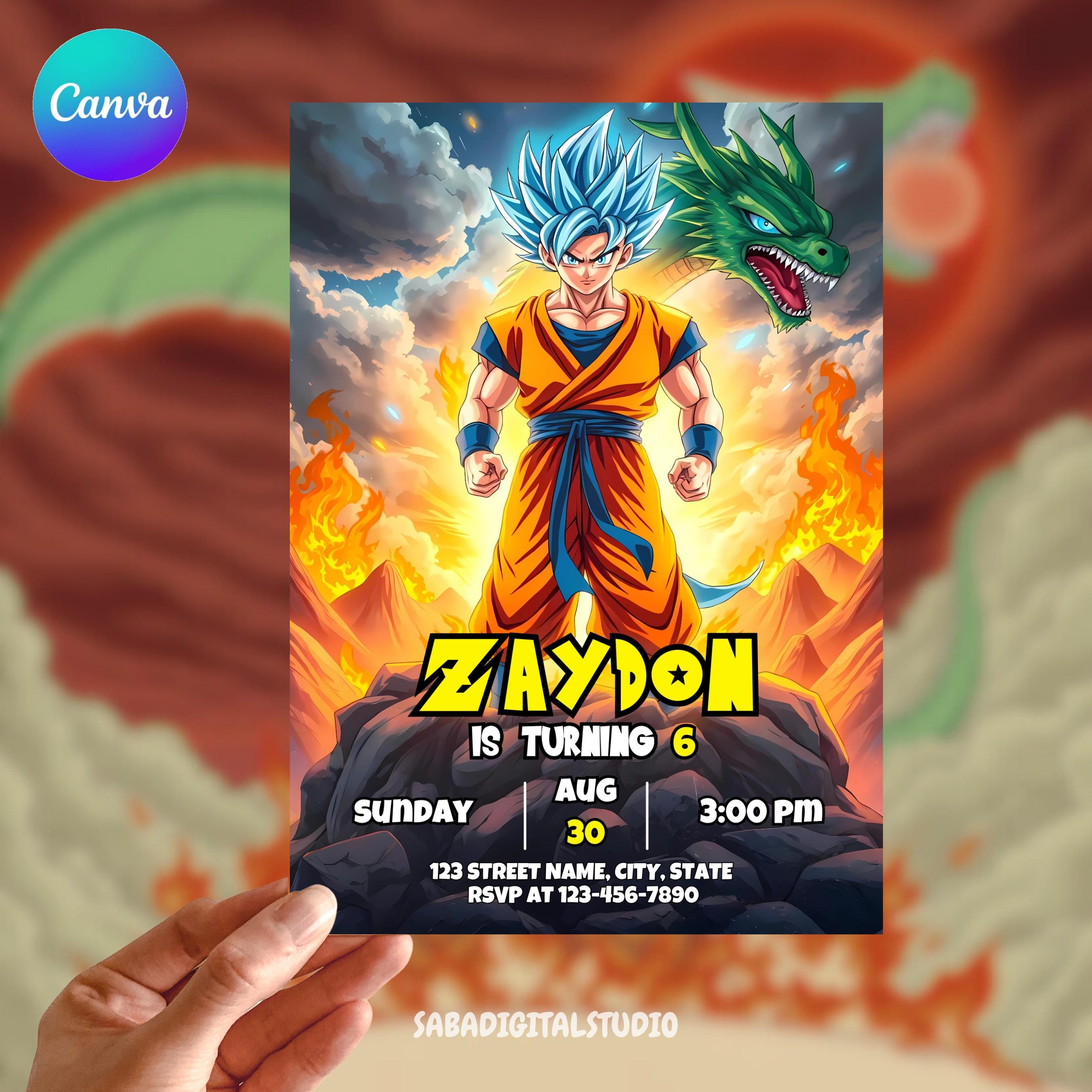 Dragon Ball Birthday Invitation, Dragon Ball Invite, Goku Birthday ...