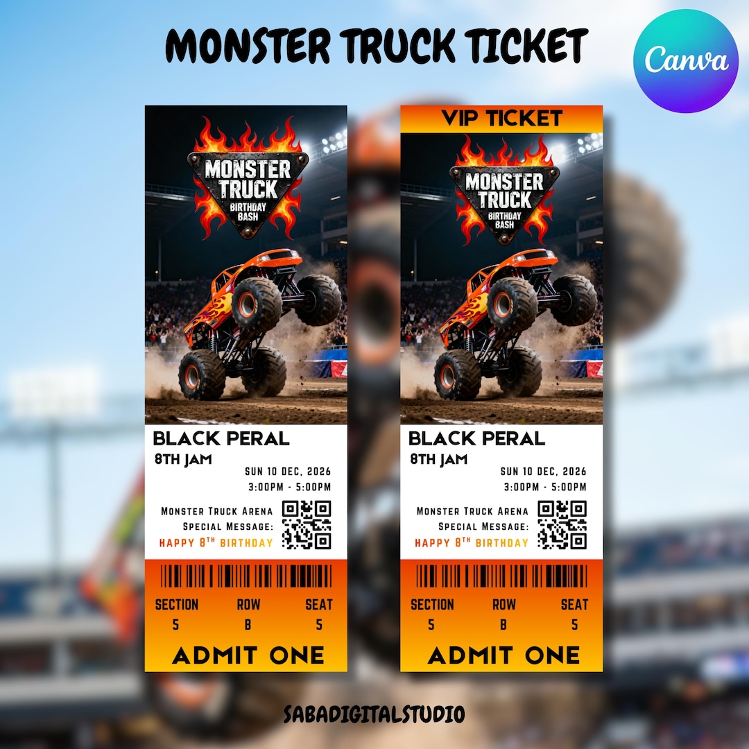 Monster Truck Game Ticket, Monster Truck Game Ticket Template ...