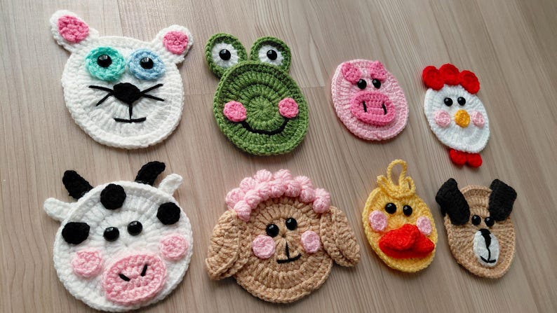Crochet Animal Face Applique Pattern – Baby Applique Set (PDF Download ...