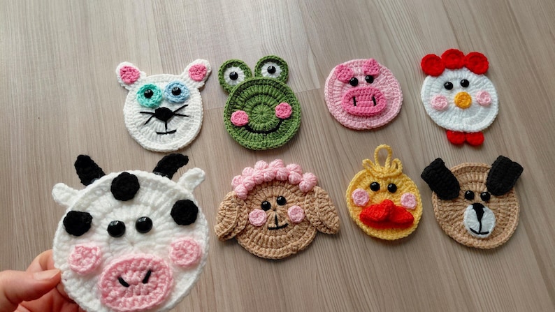 Crochet Animal Face Applique Pattern – Baby Applique Set (PDF Download ...
