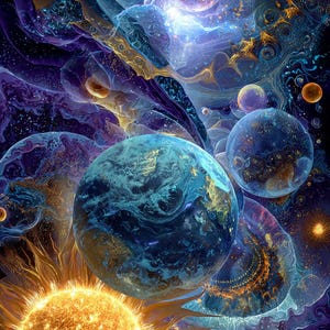Cosmic Harmony, Abstract Universe Digital Wall Art, Solar System ...
