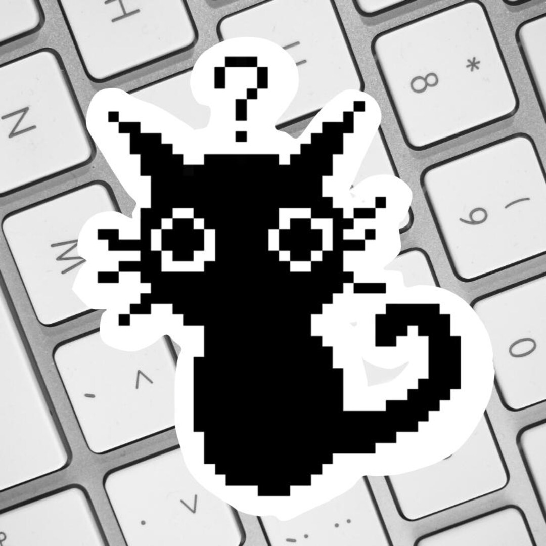 Cute Pixelated Cat Sticker (?) | Aesthetic Laptop Decor, Hand Drawn ...