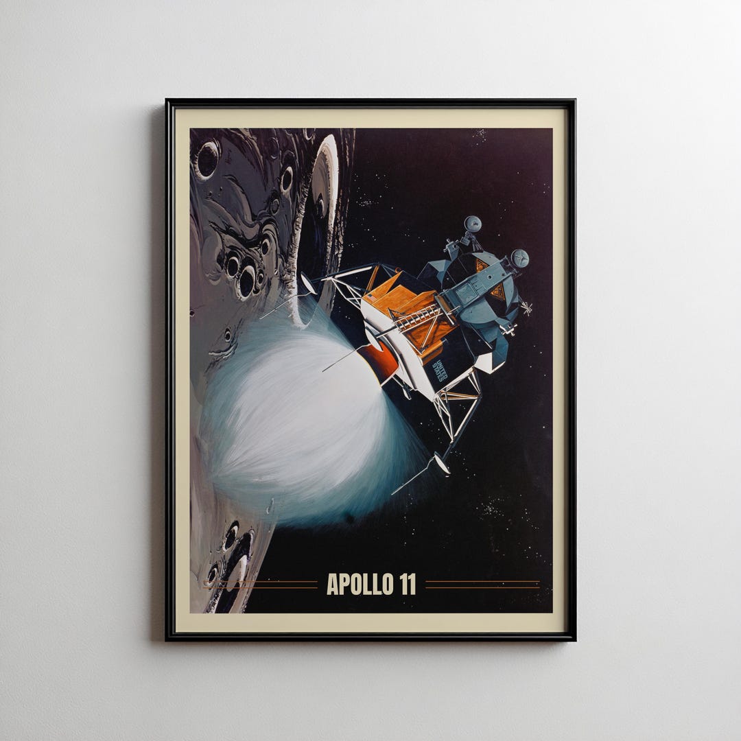Vintage Apollo 11 Lunar Landing Module Poster, Dynamic Retro NASA Space ...