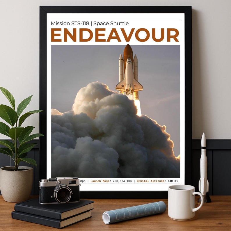 Space Shuttle endeavour Launch Poster, Dramatic Lift‑off Wall Art for ...