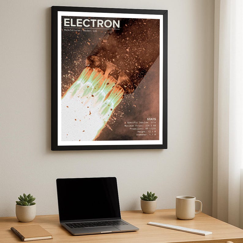Electron Rocket Launch Poster, Rocket Lab Space Art, Modern Wall Print ...