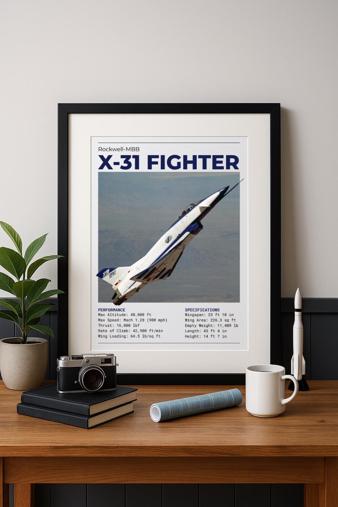 X-31 Fighter Prototype Poster – High-angle Vertical Climb Photo Print ...