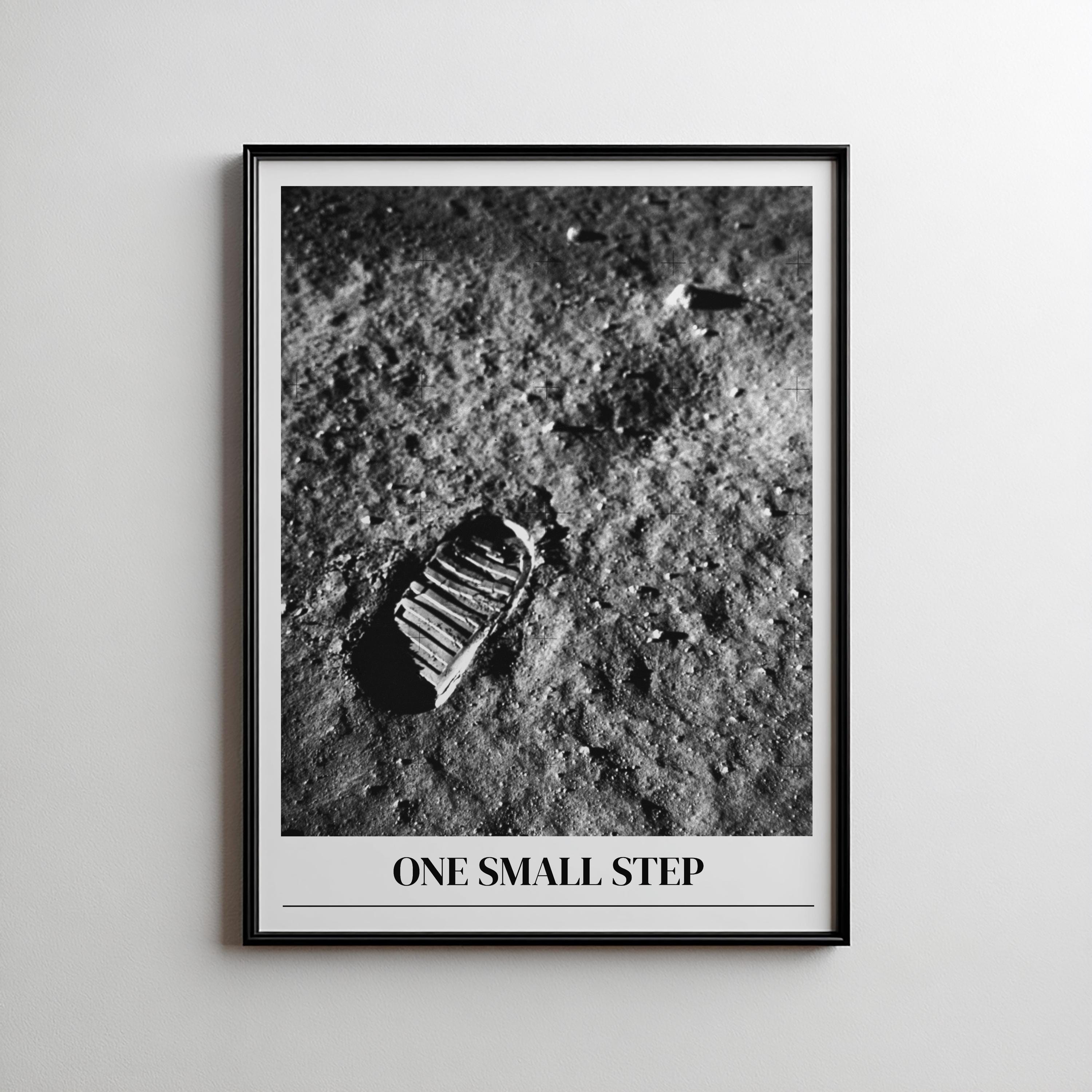 One Small Step Moon Landing Poster, Astronaut Footprint Space History ...