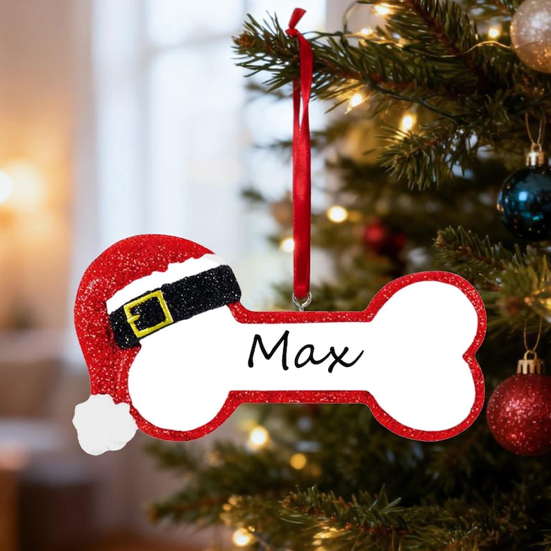 Custom Dog Bone Christmas Ornament, Personalized Pet Name Decor ...