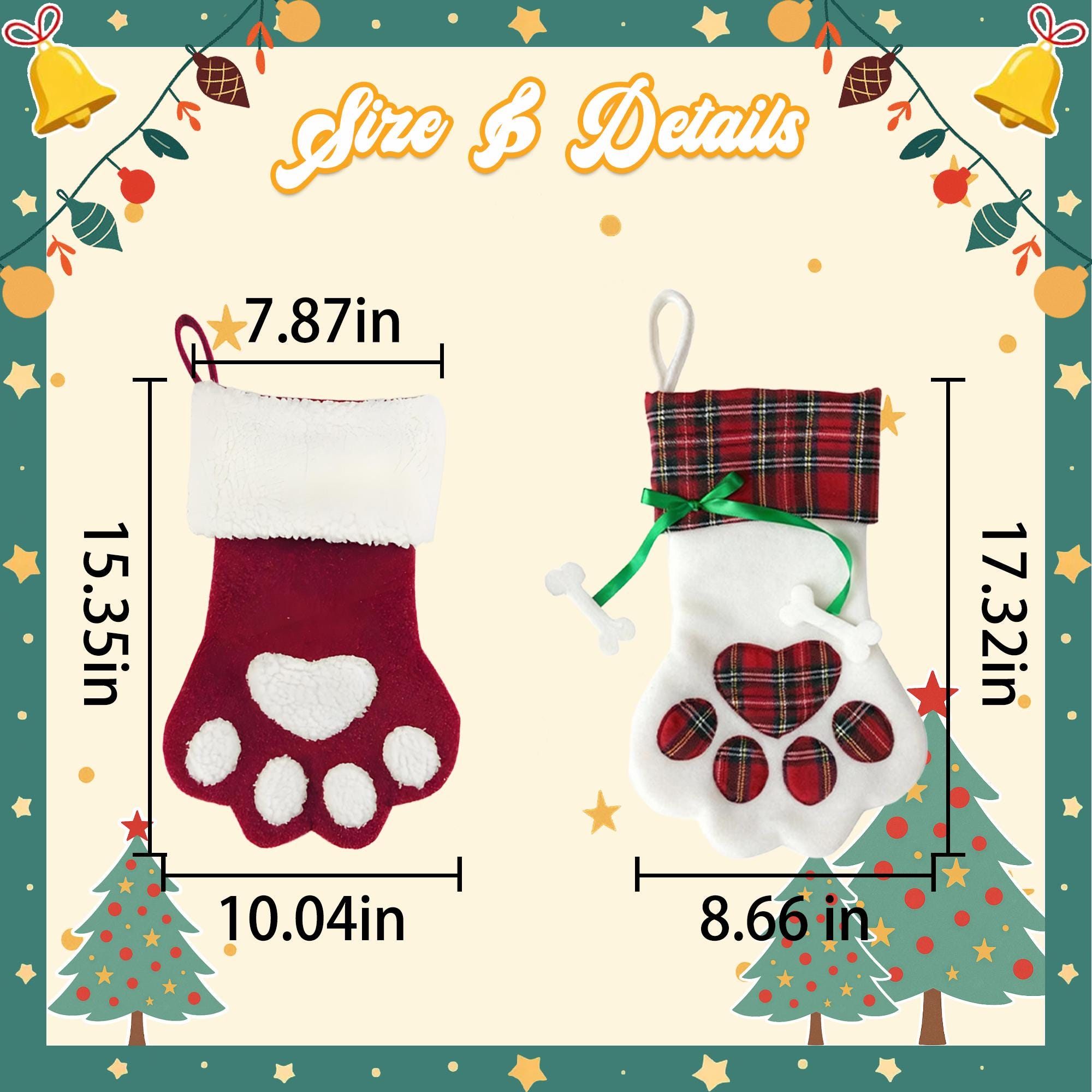 Personalized Dog Paw Christmas Stocking, Custom Embroidered Pet ...