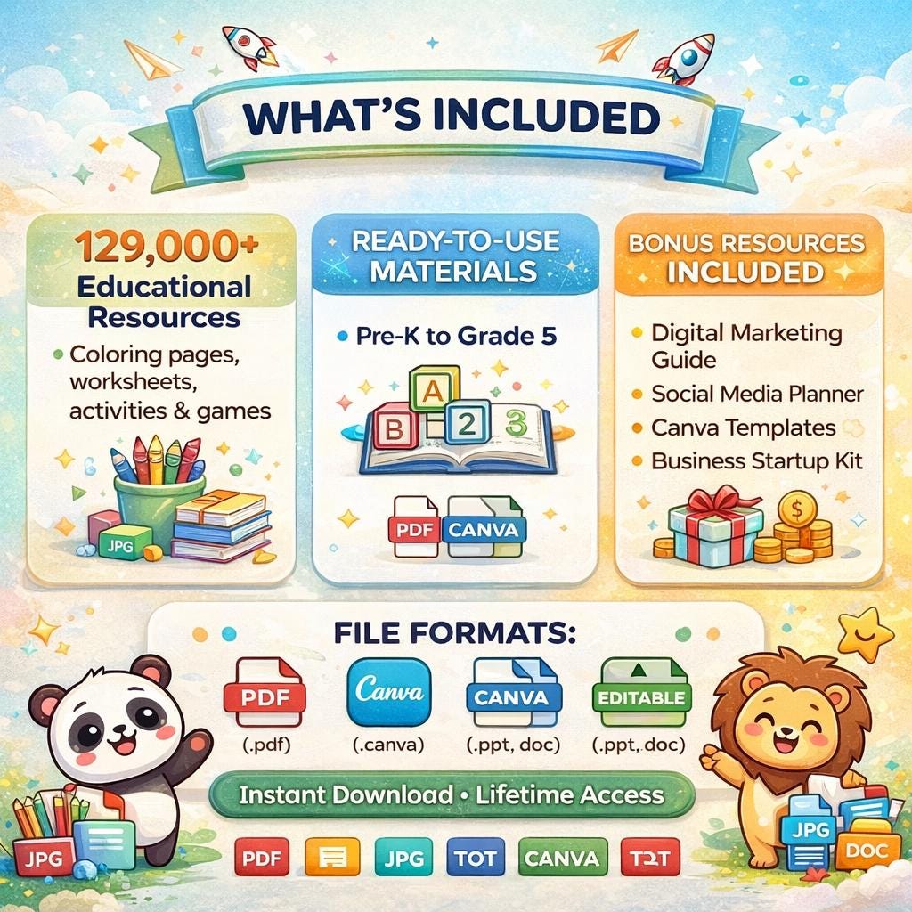 Kids Learning Bundle 129000+ Coloring Pages Worksheets Activities ...