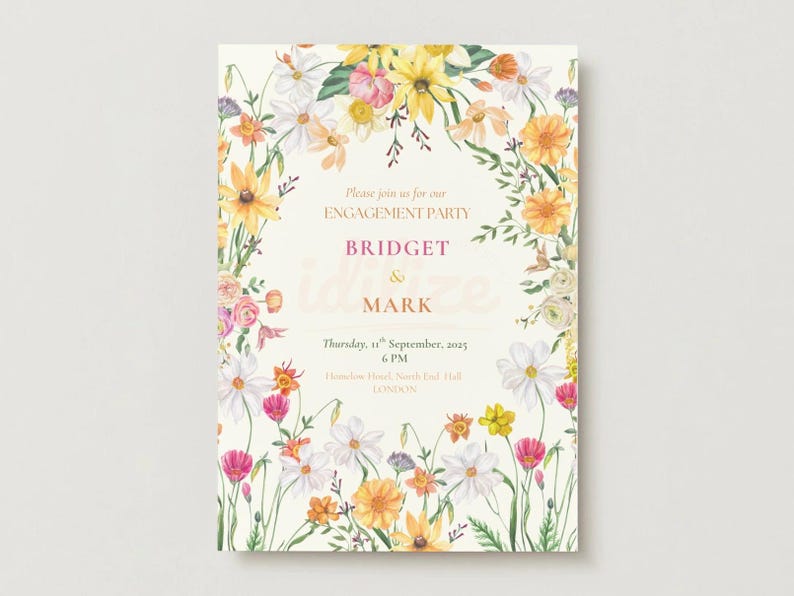 Floral Wedding Invitation Canva Template | Editable Botanical Card ...