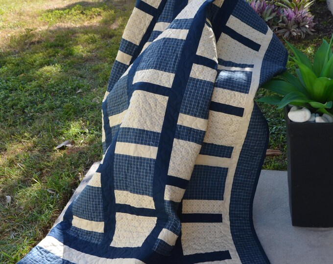 Diamonds in Navy - Lap Quilt - 54" X 75" - Contemporary/modern - Ready ...