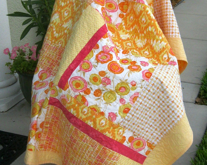 Yellows/orange/pink/white Modern/contemporary Quilt - Etsy