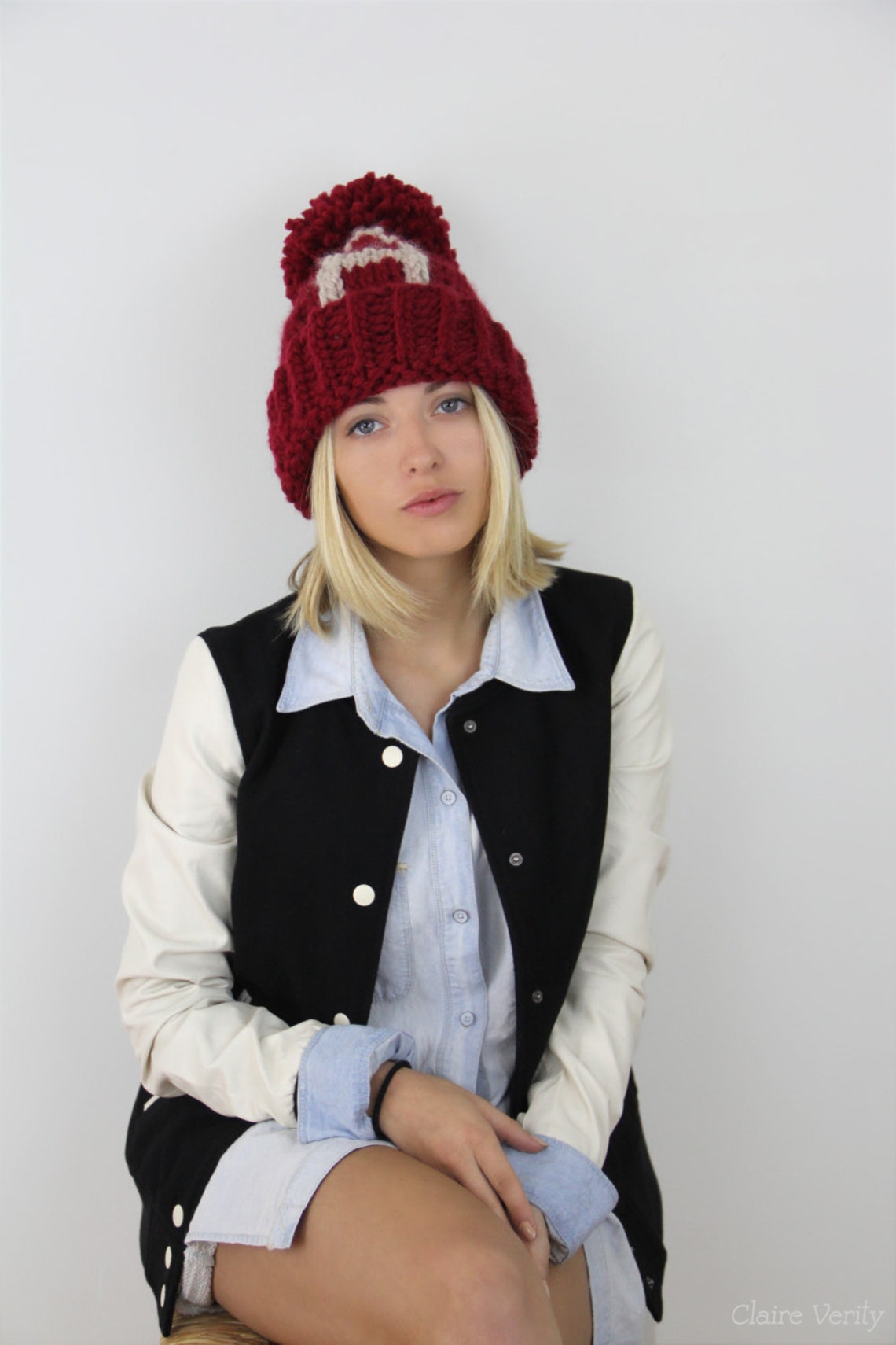The VARSITY - CUSTOM Letter or Number Knit Hat - Etsy