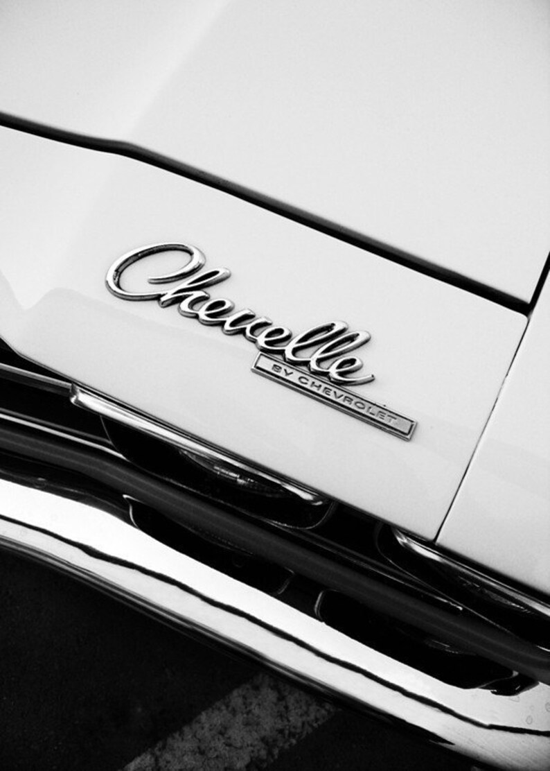 Chevrolet Chevelle Chrome Emblem Black and White Print | Etsy