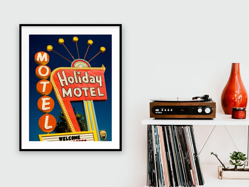 Las Vegas Holiday Motel Sign Neon Sign Print Googie Art Mid | Etsy