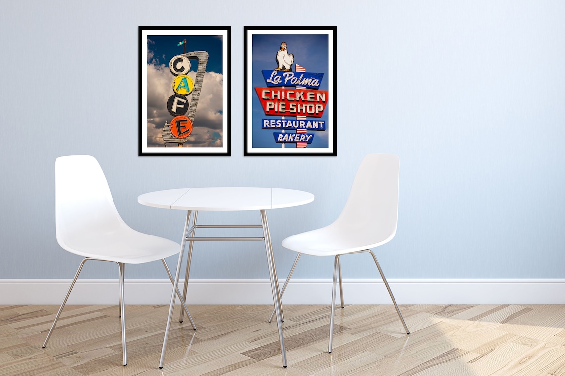 Mid Century Neon Sign Print Cafe Sign 50s Kitchen Decor | Etsy