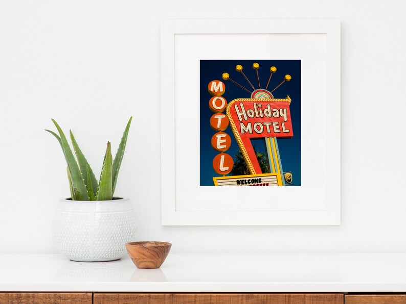 Las Vegas Holiday Motel Sign Neon Sign Print Googie Art Mid | Etsy