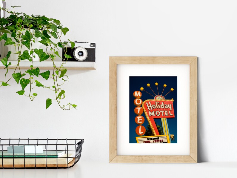 Las Vegas Holiday Motel Sign Neon Sign Print Googie Art Mid | Etsy
