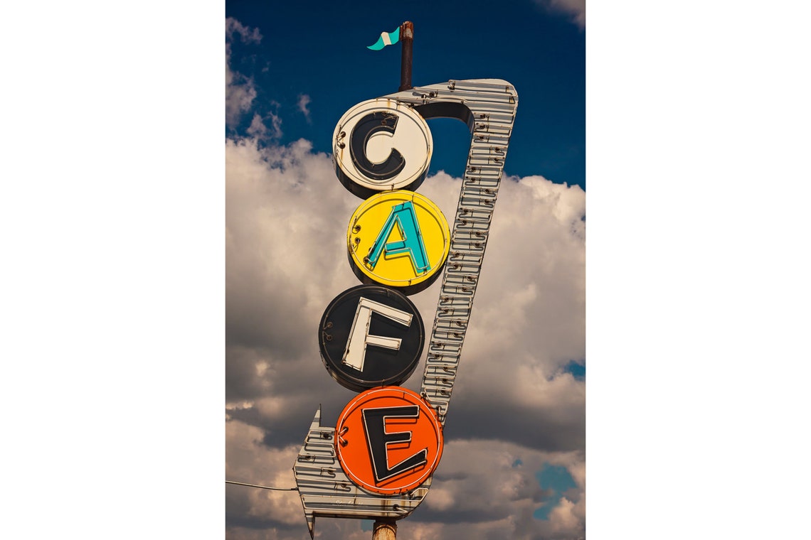 Mid Century Neon Sign Print Cafe Sign 50s Kitchen Decor | Etsy