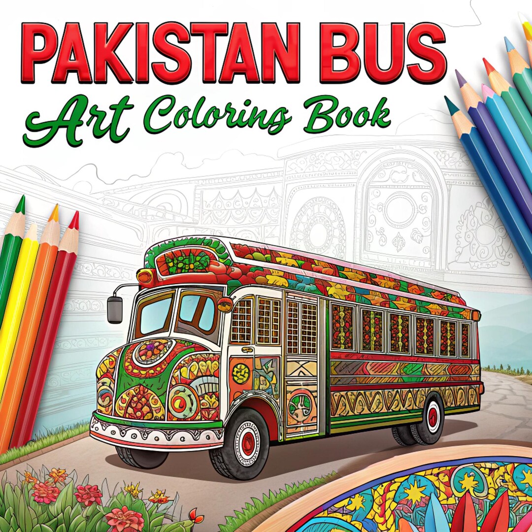 Pakistan Bus Art Coloring Book | 25 Traditional & Vintage South Asian ...