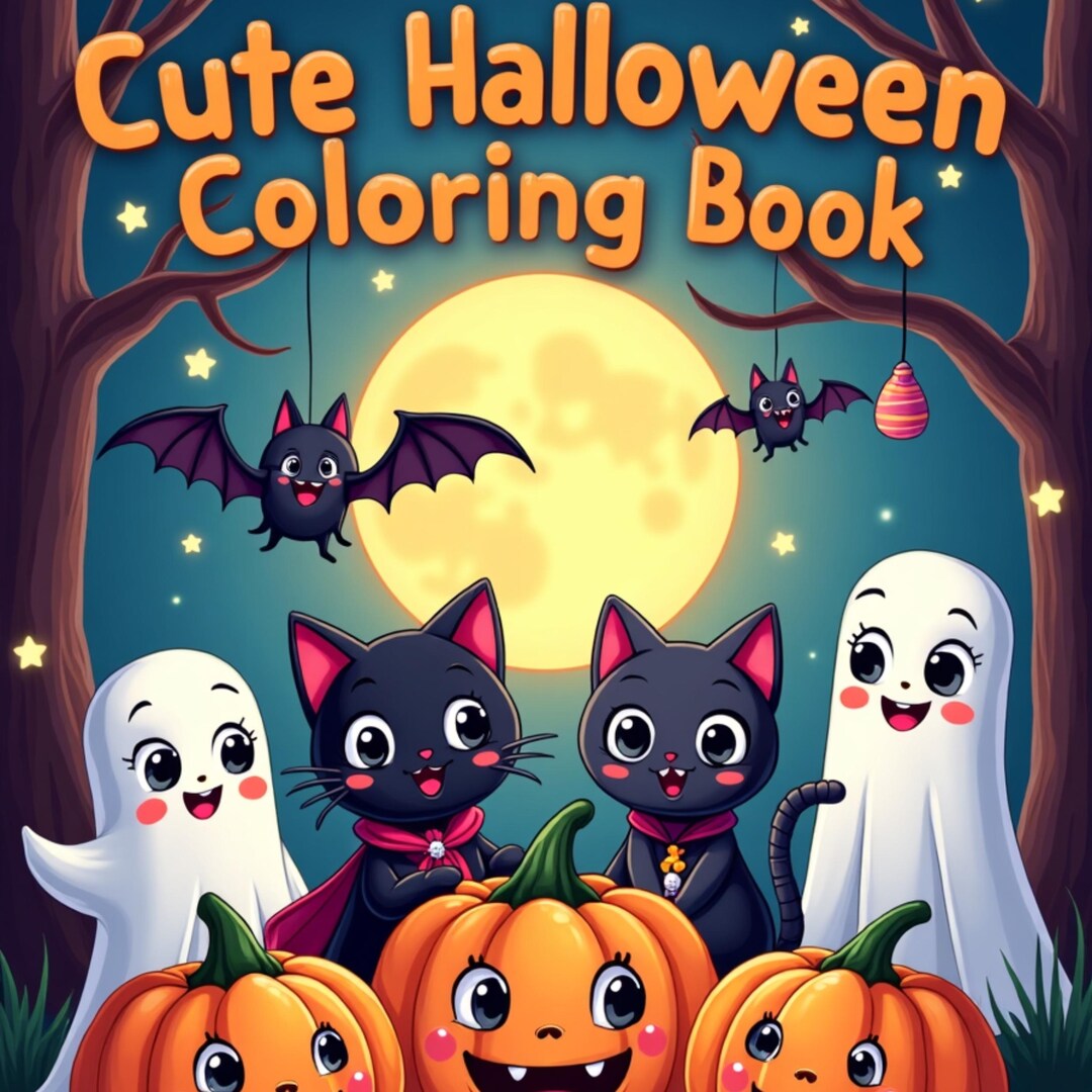 Cute Halloween Characters Coloring Pages: Spooky Fun Activity Book ...
