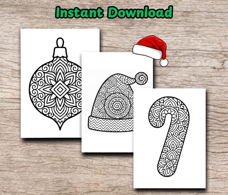 40 Mandala Christmas Coloring Pages Bundle Cute Detailed and Easy ...