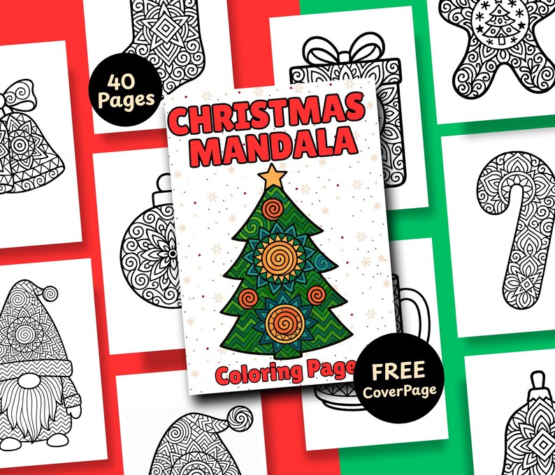 40 Mandala Christmas Coloring Pages Bundle Cute Detailed and Easy ...