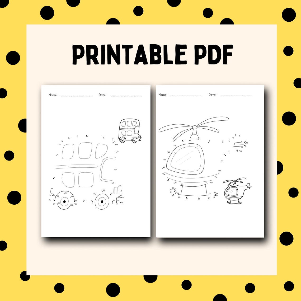 50 Printable Dot to Dot Activity Sheets for Kids – 8.5x11 in PDF ...