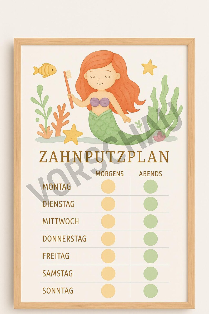 Mermaid Toothbrushing Schedule for Kids | Toothbrushing Calendar to ...