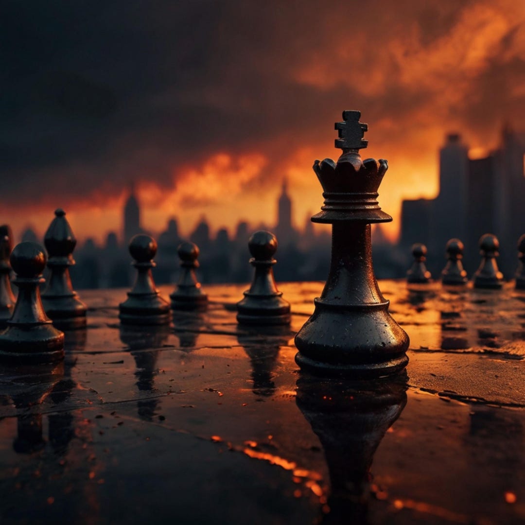 Burning Kings – Dark Chess Art Print Set | Apocalyptic Strategy | Fiery ...