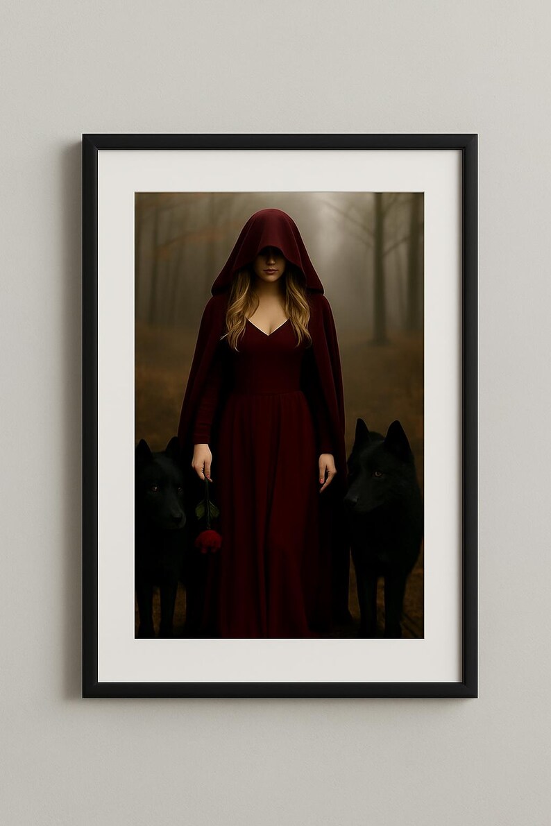 Gothic Red Riding Hood Art Print | Woman With Wolves | Dark Fantasy ...