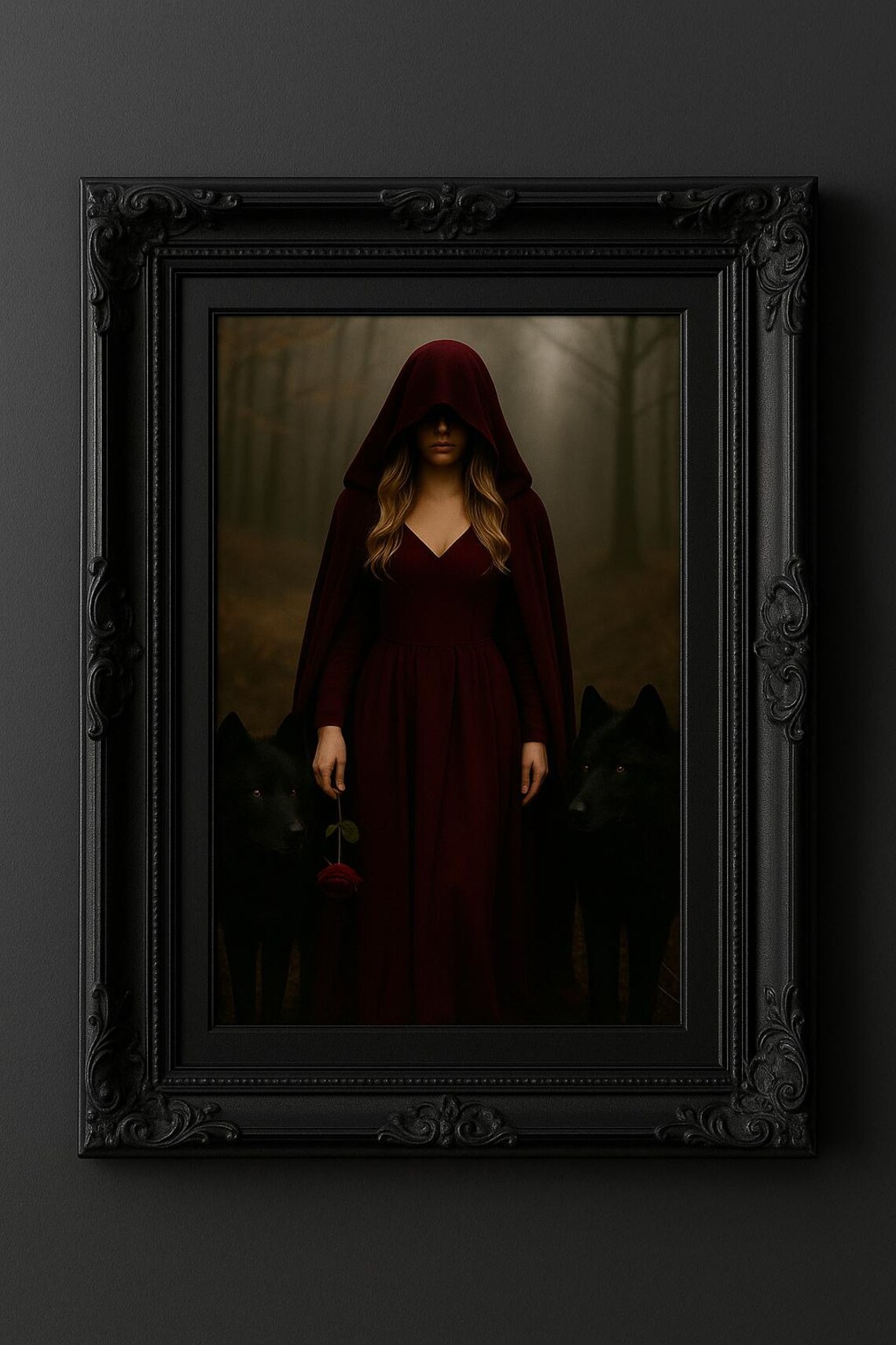 Gothic Red Riding Hood Art Print | Woman With Wolves | Dark Fantasy ...