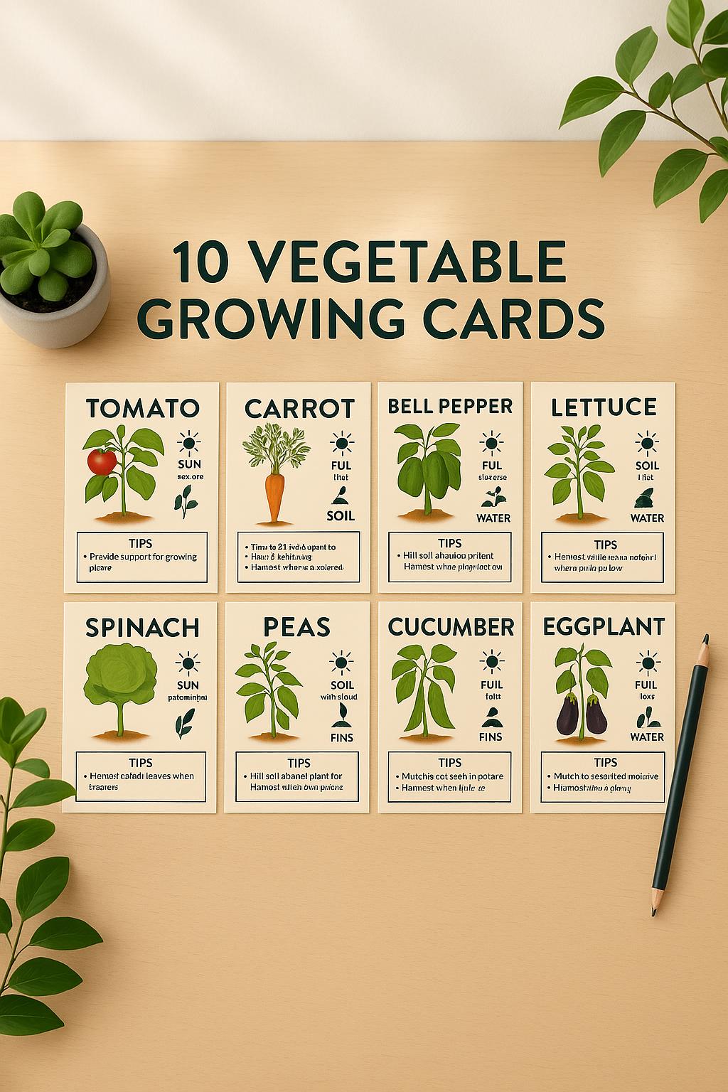 10 Essential Vegetable Growing Cards – Printable Gardening Guide ...
